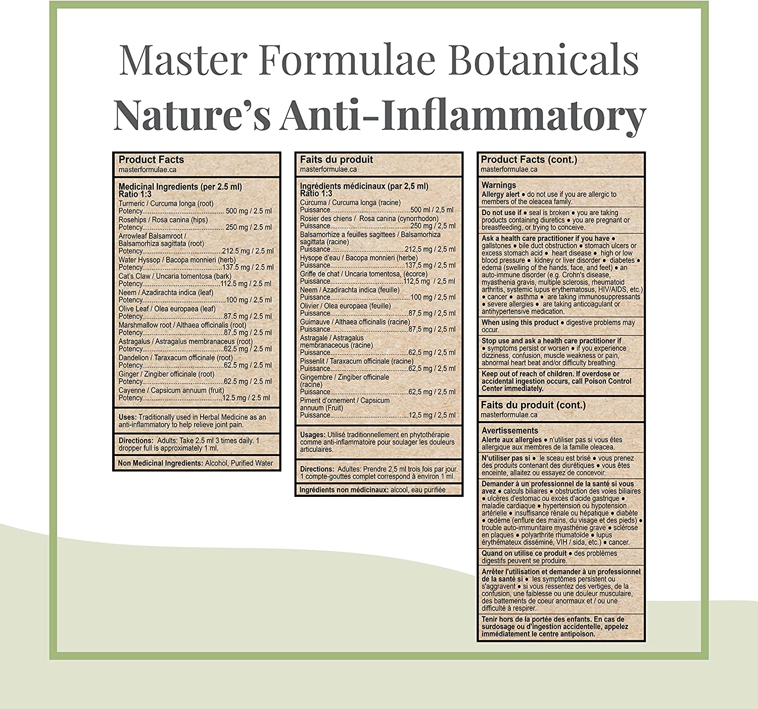 Meesoo. Master Formulae - Nature's Anti-inflammatory Herbal Tincture 100ml