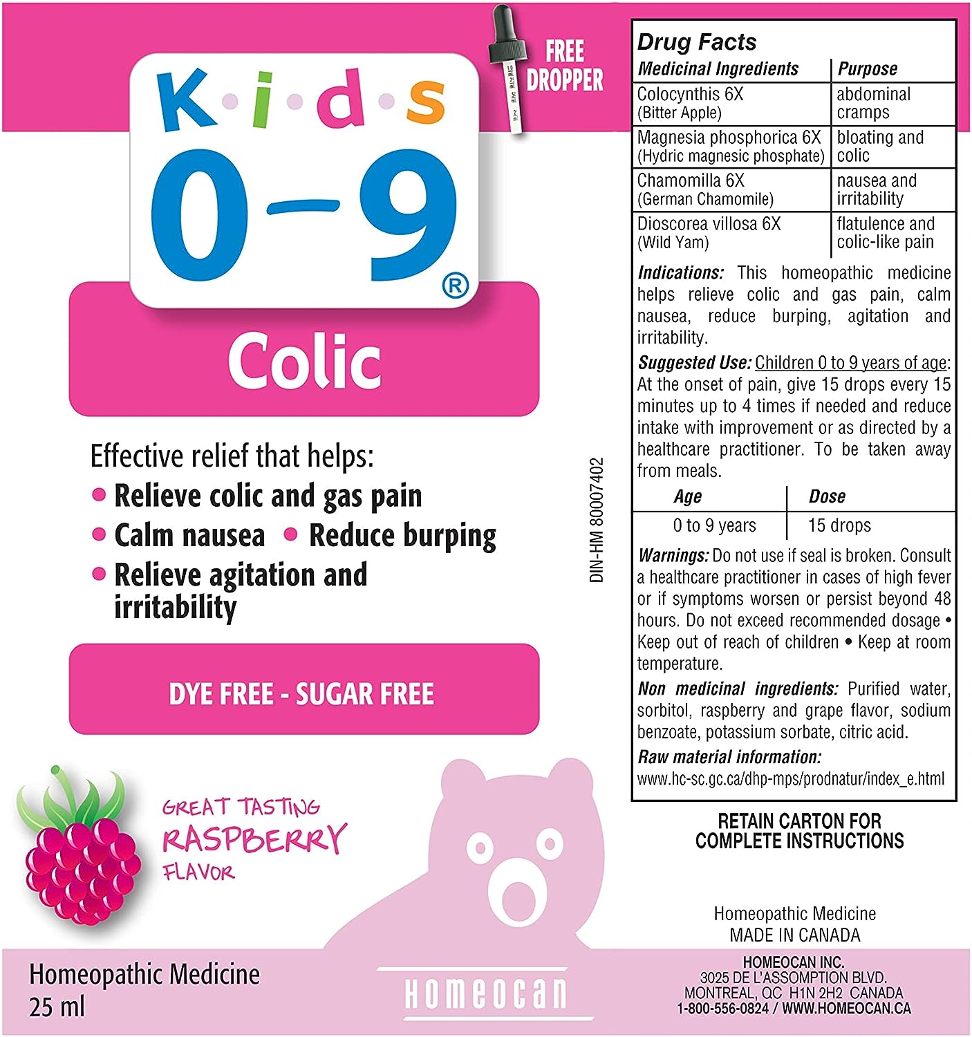 Meesoo. Kids 0-9 - Colic Oral Solution, Raspberry - 25ml